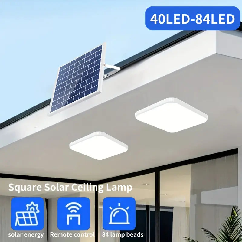 Solar LED Ceiling Light – Remote Control, 84 LEDs, Infrared – Eco VISION